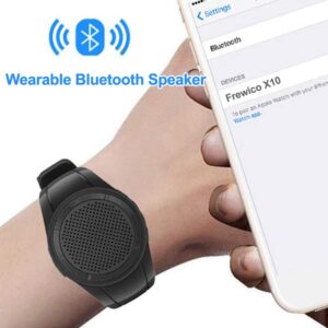 Frewico X10 Wearable,Portable Bluetooth Speaker Watch,Cear Call Speakerphone,IPX5 Waterproof,TWS,SD Card Slot(Black)