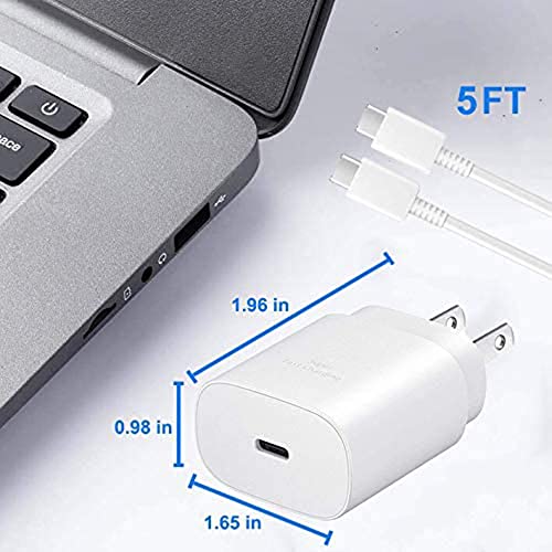 Samsung USB C Wall Charger,2-Pack PD 25W Super Fast Charger Whit USB C Fast Charging Cable for Galaxy S23/S23+/S23 Ultra/S22/S22+/S22 Ultra/Note10/20/S20/S20+/S20Ultra/S21/S21+/S21 Ultra,White