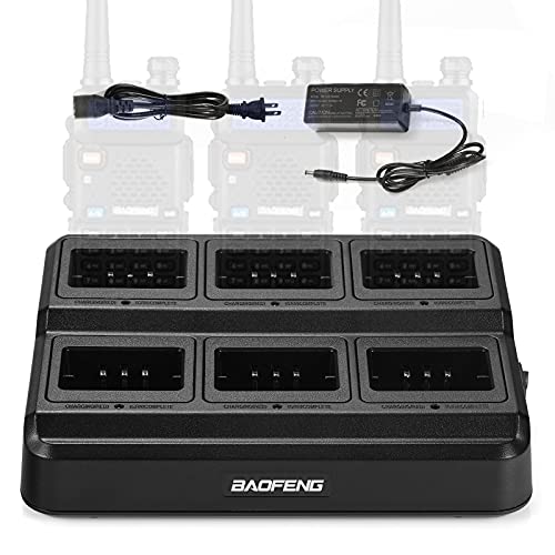 BAOFENG UV-5R Six Way Charger Multi Unit Charger Station for BF-F8HP UV-5R+ UV-5RE UV-5RTP UV-5X3 Walkie Talkie and Battery, 1Pack