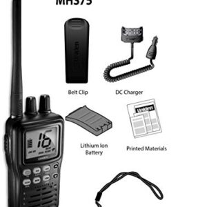 Uniden MHS75 Waterproof Handheld 2-Way VHF Marine radio, Submersible, Selectable 1/2.5/5 Watt Transmit Power. All USA/International and Canadian Marine Channels - Color Black