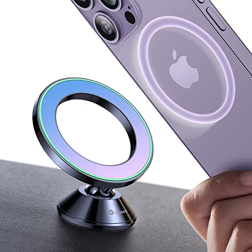 VICSEED Fit for MagSafe Car Mount [Colorful Gradient] Magnetic Phone Holder for Car Dashboard [Lasting & Never Fall] All Metal Sturdy Phone Mount for Car Dash Fit iPhone 14 13 12 Pro Max All Mobile