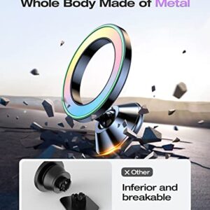 VICSEED Fit for MagSafe Car Mount [Colorful Gradient] Magnetic Phone Holder for Car Dashboard [Lasting & Never Fall] All Metal Sturdy Phone Mount for Car Dash Fit iPhone 14 13 12 Pro Max All Mobile