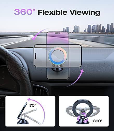 VICSEED Fit for MagSafe Car Mount [Colorful Gradient] Magnetic Phone Holder for Car Dashboard [Lasting & Never Fall] All Metal Sturdy Phone Mount for Car Dash Fit iPhone 14 13 12 Pro Max All Mobile