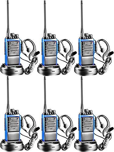 Arcshell Rechargeable Long Range Two-Way Radios with Earpiece 6 Pack Walkie Talkies Li-ion Battery and Charger Included