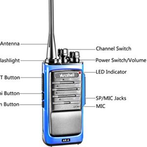 Arcshell Rechargeable Long Range Two-Way Radios with Earpiece 6 Pack Walkie Talkies Li-ion Battery and Charger Included