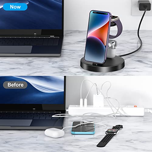 Wireless Charging Station, ORIEMAC 3 in 1 Wireless Charger for Multiple Devices Apple Watch AirPods Series, Cell Phone Wireless Charger Charging Stand Dock Pad for iPhone 14/13/12/Pro/Max/Plus