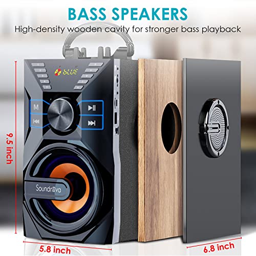 25W(40W Peak) Portable Bluetooth Speaker, Loud Wireless Speaker with 10W Subwoofer 6000mah Libattery LCD Display LED Light Remote Control U Disk TF Card, for Christmas Holiday Party Electronic Gift