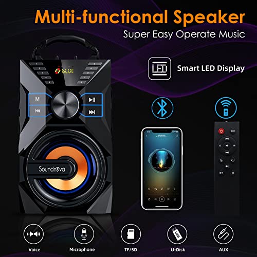 25W(40W Peak) Portable Bluetooth Speaker, Loud Wireless Speaker with 10W Subwoofer 6000mah Libattery LCD Display LED Light Remote Control U Disk TF Card, for Christmas Holiday Party Electronic Gift