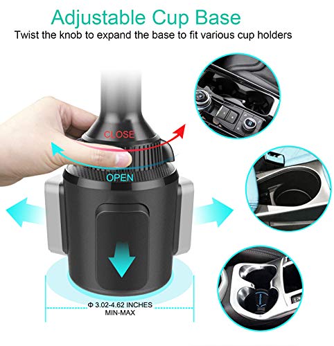 OQTIQ Car Cup Holder Phone Mount Magnetic, Universal Cup Holder Fit Phone Car Truck Mount Cup Holder Compatible with iPhone Samsung Galaxy LG and More, Extra Strong with 6 Magnets