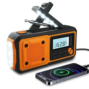 2023 newest emergency radio, 4000mah power bank solar hand crank radio, am/fm/wb/noaa and alert portable weather radio, multifunctional sos alarm survival radio with flashlight for outdoor home