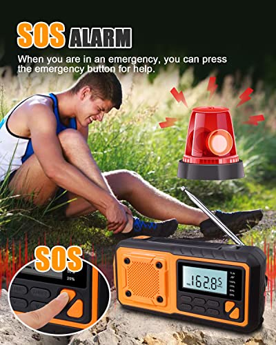 2023 Newest Emergency Radio, 4000mAh Power Bank Solar Hand Crank Radio, AM/FM/WB/NOAA and Alert Portable Weather Radio, Multifunctional SOS Alarm Survival Radio with Flashlight for Outdoor Home