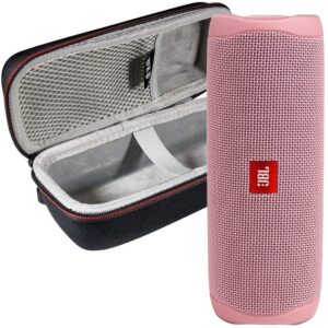 jbl flip 5 portable speaker ipx7 waterproof on-the-go bundle with wrp deluxe hardshell case (pink)