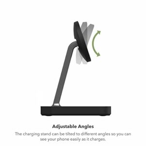 mophie Snap+ 2-in-1Charge Stand & Pad - 15w Wireless Charger Compatible with iPhones & AirPods, Includes Snap+ Adapter for Other Qi Enabled Phones, Steel Base, Adjustable Angles