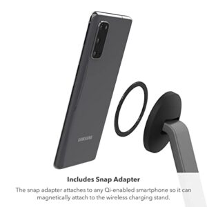 mophie Snap+ 2-in-1Charge Stand & Pad - 15w Wireless Charger Compatible with iPhones & AirPods, Includes Snap+ Adapter for Other Qi Enabled Phones, Steel Base, Adjustable Angles