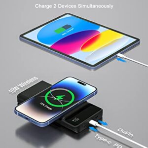 FEEL VOX Magnetic Wireless Portable Charger, Power Bank 10000mAh USB-C 18W Fast Charging Mag-net Safe Battery Pack with LED Display, Suitcase-Style Metal Retractable Stand for iPhone 14/13/12 Series