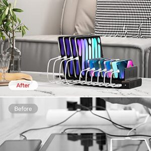 Unitek USB Charging Station for Multiple Devices, Charger Organizer Stand Dock with Dividers, Quick Charge 3.0 Compatible for Smartphone, Tablet, iPad and Other Electronics