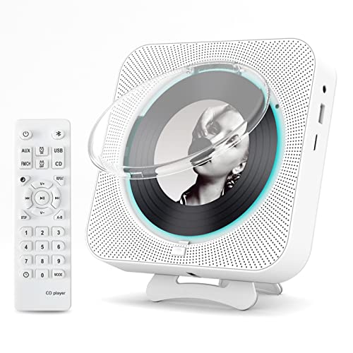 Portable CD Player with Bluetooth, MICOCIOUS Desktop CD Player for Home CD Music Players with Remote Control, Timer, Built-in Dual Speakers with LCD Display/Home Audio Boombox/FM Radio