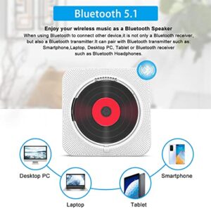 Portable CD Player with Bluetooth, MICOCIOUS Desktop CD Player for Home CD Music Players with Remote Control, Timer, Built-in Dual Speakers with LCD Display/Home Audio Boombox/FM Radio