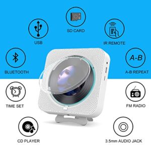 Portable CD Player with Bluetooth, MICOCIOUS Desktop CD Player for Home CD Music Players with Remote Control, Timer, Built-in Dual Speakers with LCD Display/Home Audio Boombox/FM Radio