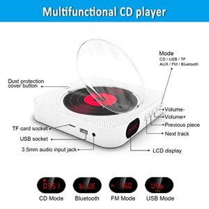 Portable CD Player with Bluetooth, MICOCIOUS Desktop CD Player for Home CD Music Players with Remote Control, Timer, Built-in Dual Speakers with LCD Display/Home Audio Boombox/FM Radio