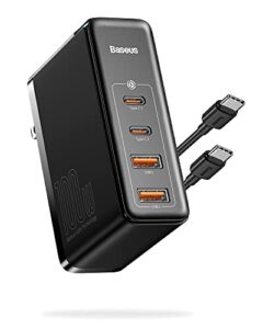 baseus usb c charger, 100w charger 4-port, 100w wall charger fast charging station, gan ii charging block, for iphone 14 pro/se/xr, samsung, macbook pro/air, ipad, laptops, airpods, steam deck, black