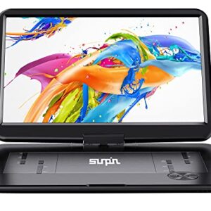 SUNPIN 17.9" Portable DVD Player with 15.6" Large HD Swivel Screen, 6 Hours Rechargeable Battery, Anti-Shocking, Resume Play, Support AV in&Out/USB/SD Card, Region-Free, Remote Controller, Black