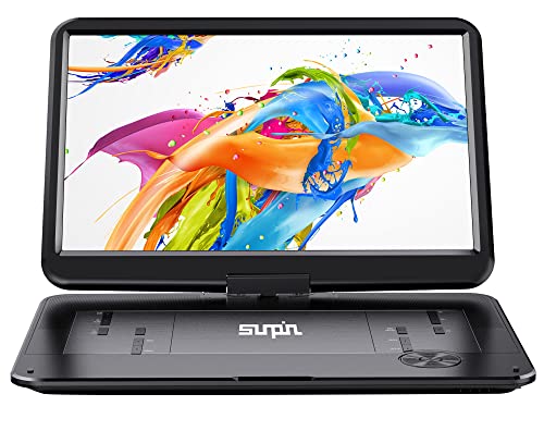 SUNPIN 17.9" Portable DVD Player with 15.6" Large HD Swivel Screen, 6 Hours Rechargeable Battery, Anti-Shocking, Resume Play, Support AV in&Out/USB/SD Card, Region-Free, Remote Controller, Black