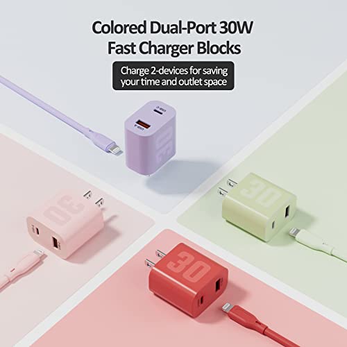 30W Fast Charger Charging Block for iPhone, Dual Port USB C Wall Plug Power Adapter with 5ft USB-C to Lightning Cord Cable [Apple MFi Certified] for iPad, iPhone 14 13 12 11 Pro Max