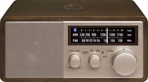 sangean wr-16se am/fm/bluetooth/aux-in/usb phone charging 45th anniversary special edition wooden cabinet radio (dark walnut with rose gold)