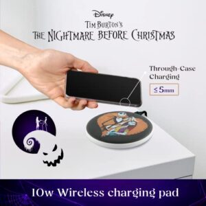 Disney Tim Burton’s The Nightmare Before Christmas Wireless Charging Pad - Jack and Sally Wireless Charging Station- The Nightmare Before Christmas Fan Gifts for Women and Men