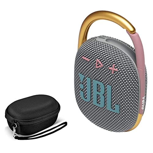 JBL Clip 4 Portable Waterproof Wireless Bluetooth Speaker Bundle with Premium Carry Case (Grey)