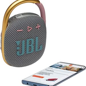 JBL Clip 4 Portable Waterproof Wireless Bluetooth Speaker Bundle with Premium Carry Case (Grey)