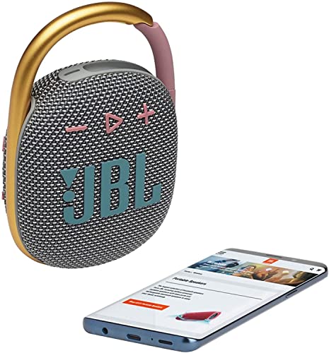 JBL Clip 4 Portable Waterproof Wireless Bluetooth Speaker Bundle with Premium Carry Case (Grey)