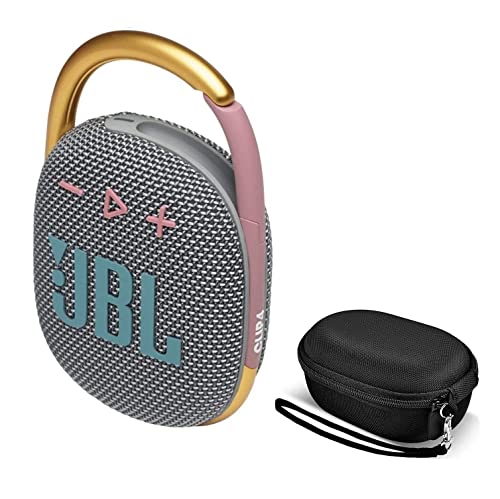 JBL Clip 4 Portable Waterproof Wireless Bluetooth Speaker Bundle with Premium Carry Case (Grey)