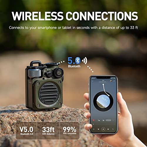 Muzen Wild Mini Rugged Outdoor Speaker, Bluetooth Portable Speaker with Louder Volume, Crystal Clear Sound, Wireless Waterproof Speakers for Travel, Outdoor