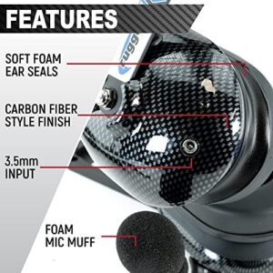 Rugged Carbon Fiber Behind The Head Headset and Adaptor Cable for Racing Radios Electronics Communications Kenwood & Baofeng – Features 2-Pin to 5-Pin Coil Cord Volume Control Knob 3.5mm Input Jack