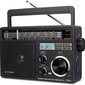 Retekess TR618 AM FM Radio Plug in Wall, Portable Shortwave Radios, Support SD, Micro SD and USB Flash Drive, AM FM Radios with Best Reception for Home Kitchen or Drive in