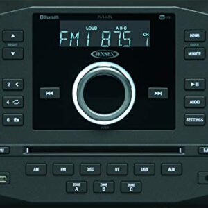 Jensen JWM62A AM|FM|DVD|CD|USB|AUX|App Ready Bluetooth Wallmount Stereo w/ App Control, 3-Speaker Zones / 8 Speaker Output 8X 6 Watt, Receives Bluetooth Audio (A2DP) & Controls (AVRCP) from Devices