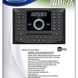 Jensen JWM62A AM|FM|DVD|CD|USB|AUX|App Ready Bluetooth Wallmount Stereo w/ App Control, 3-Speaker Zones / 8 Speaker Output 8X 6 Watt, Receives Bluetooth Audio (A2DP) & Controls (AVRCP) from Devices