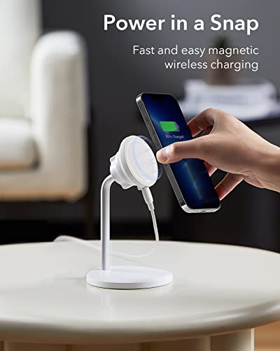 ESR HaloLock Shift Wireless Charger, Compatible with MagSafe Charger Stand, 2 Charging Modes, Detachable Fast Charging Pad, for Caseless iPhone 14/13/12 Series Phones and Magnetic Cases, White