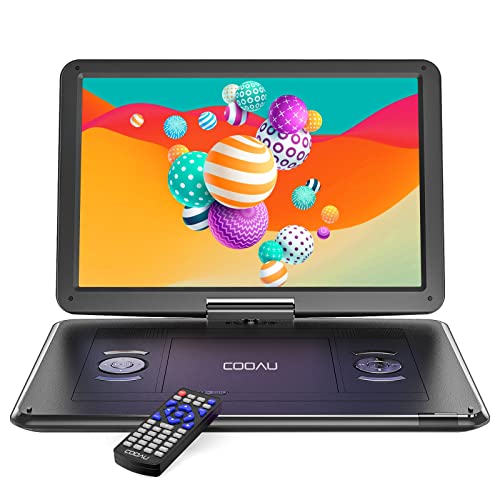 COOAU 17.9” Portable DVD Player with 15.6" HD Large Screen, Kids DVD Player with 6 Hrs Rechargeable Battery, Regions Free, High Volume Stereo Speakers, Support AV in&Out/USB/SD Card (Black)