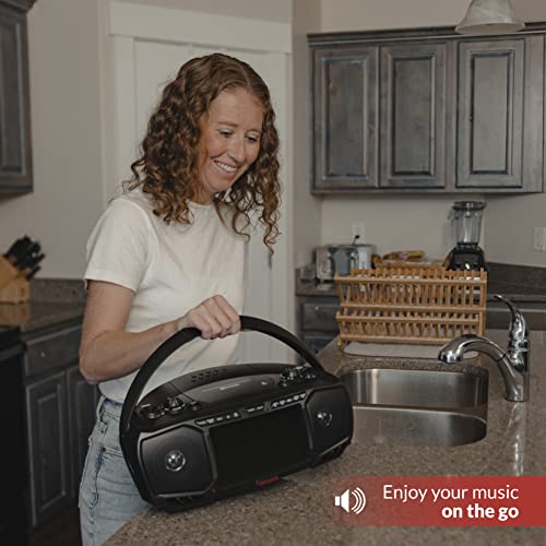 Aiwa Portable Boombox, Crystal Clear Sound with 3W x 2 Speakers and Bass Function, Featuring a 7" LCD Display, Bluetooth Connectivity, FM Radio, CD/DVD Player, Streaming on Roku and Amazon Firestick