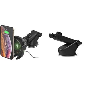 iottie auto sense qi wireless car charger with extra mounting base – automatic clamping dashboard phone mount with wireless charging for google pixel, iphone, samsung galaxy, huawei, lg, smartphones