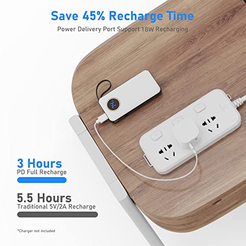 LJEHC Small Portable Charger 10000mAh,22.5W Fast Charging Power Bank Built in Cable,Ultra Compact USB C Phone External Battery Pack for iPhone iPad Samsung LG Android Cellphone