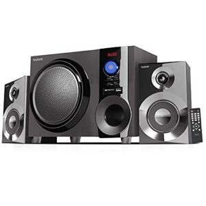 boytone bt-225fb wireless bluetooth stereo audio speaker with powerful sound, bass system, excellent clear sound & fm radio, remote control, aux-in port, usb/sd/for phone’s, laptops, black, 60w