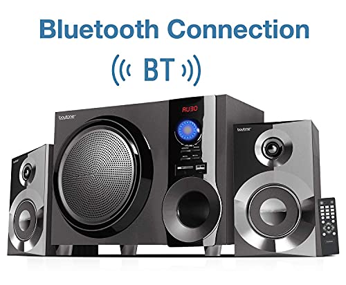 Boytone BT-225FB Wireless Bluetooth Stereo Audio Speaker with Powerful Sound, Bass System, Excellent Clear Sound & FM Radio, Remote Control, Aux-in Port, USB/SD/for Phone's, Laptops, Black, 60w