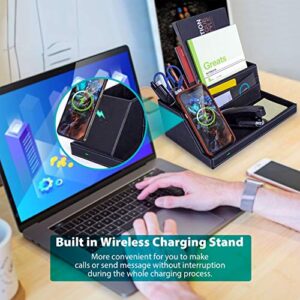 Fast Wireless Charging Station with Desk Organizer for iPhone 14/14 Pro Max/14 Pro/14 Plus/iPhone 13/13 Pro Max/13 Pro/ 13 mini and Iphone 12/11 Series, Nightstand Desktop Organizer for Home Office