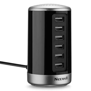 usb wall charger, nexwell 30w 6-port desktop charger usb charging station with smart identification technology for iphone, ipad, android and virtually all other usb enabled devices