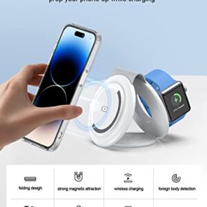 RTOPS Wireless Charger, 2 in 1 Magnetic Wireless Charging Station, Foldable Travel Charger Multiple Devices Compitable for iPhone 14/13/12/Pro/Max, iWatch, AirPods(Adapter Includes)