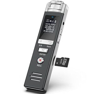 48gb digital voice recorder, hotiyan digital recorder with playback, voice activated recorder portable audio recording device with microsd expansion, tape recorder with password for meeting/lectures